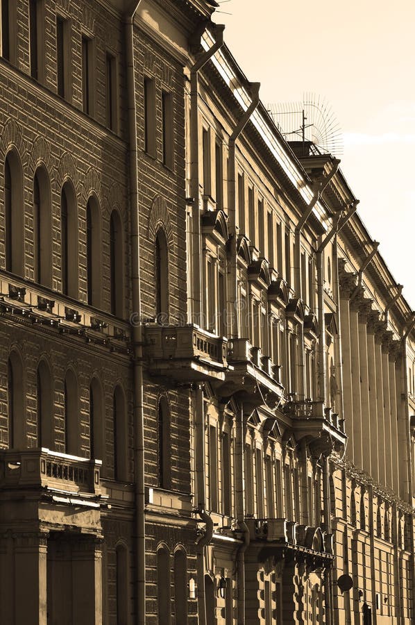 The Facade of the Palace in St. Petersburg. Sepia. Stock Image - Image ...
