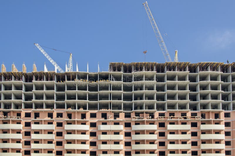 Facade of a Panel House Under Construction. Stock Image - Image of ...