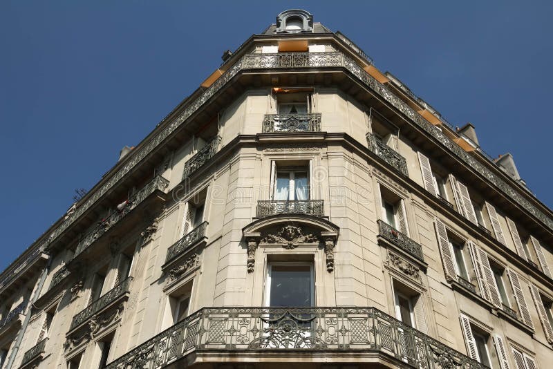 The Facade of Parisian Building, Paris, France. Stock Image - Image of ...