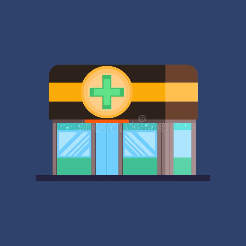 Facade Of Pharmacy. Pharmacy Store Icon Flat Stock Vector ...
