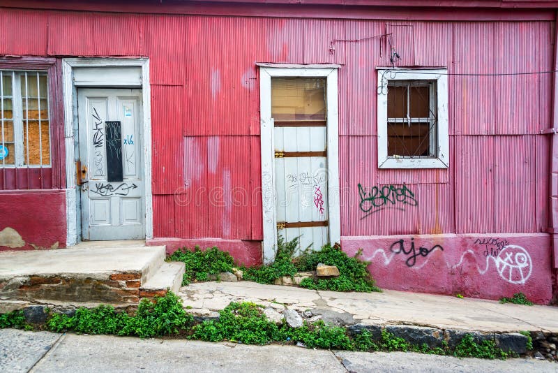 Pink Facade in Valparaiso, Chile Stock Image - Image of culture, unesco ...