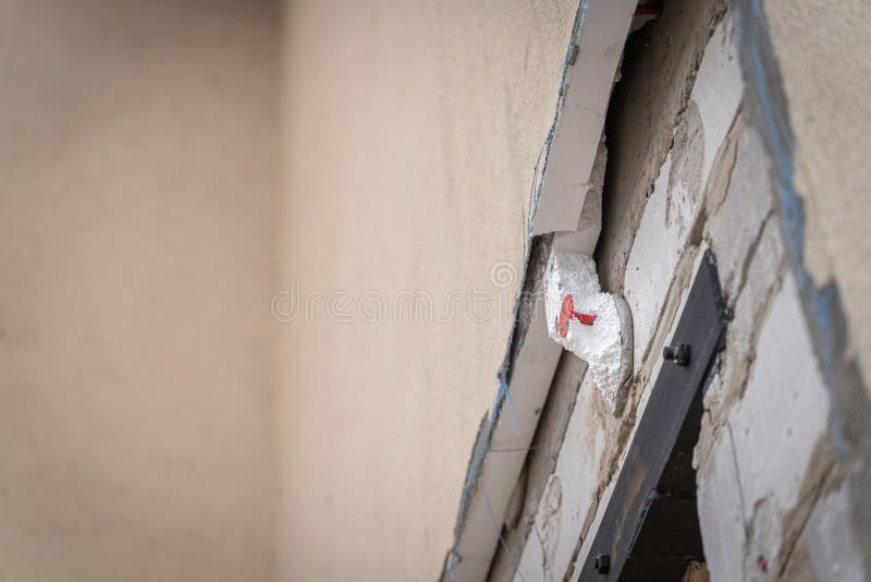 Facade Plaster Bark Beetle Beige Flakes Off from Polystyrene Foam ...