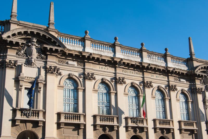 Facade of Polytechnic of Milan in the North of Italy Stock Image ...