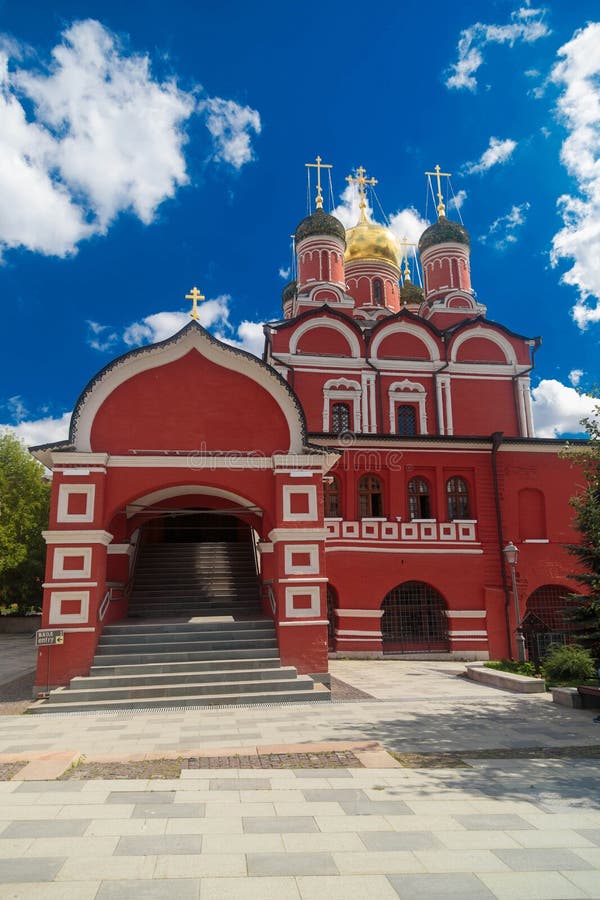 Facade of Red Brick Christian Cathedral Building in Moscow Stock Image ...