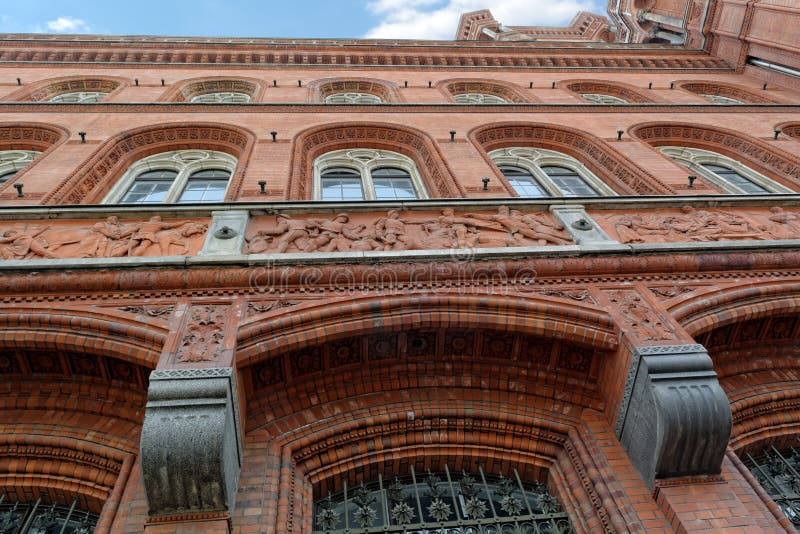 Facade of Red Town Hall (Rotes Rathaus) in Berlin, Germany Stock Image ...