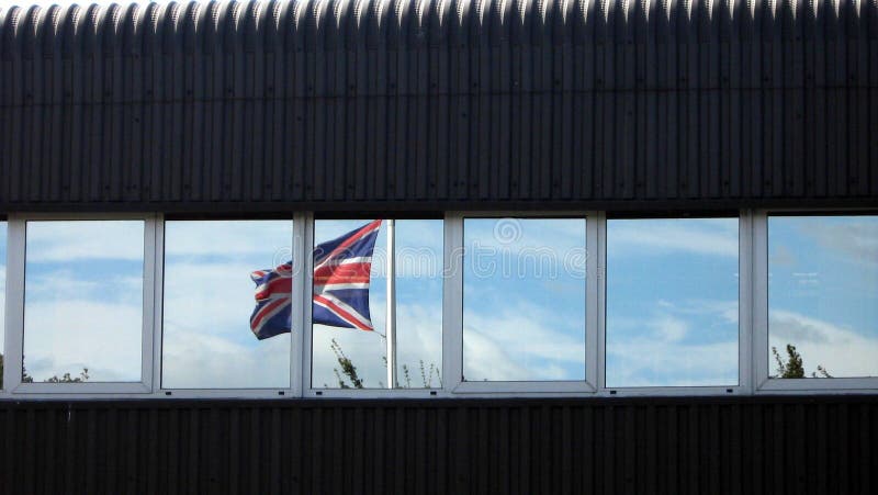 Facade with Reflection of Union Jack Flag Stock Photo - Image of object ...