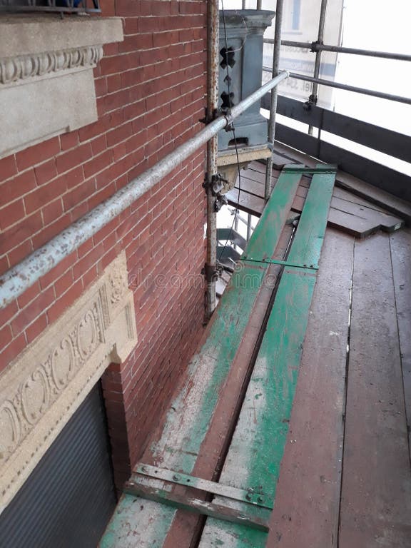 Facade refurbishment works stock photo. Image of scaffold - 213319586