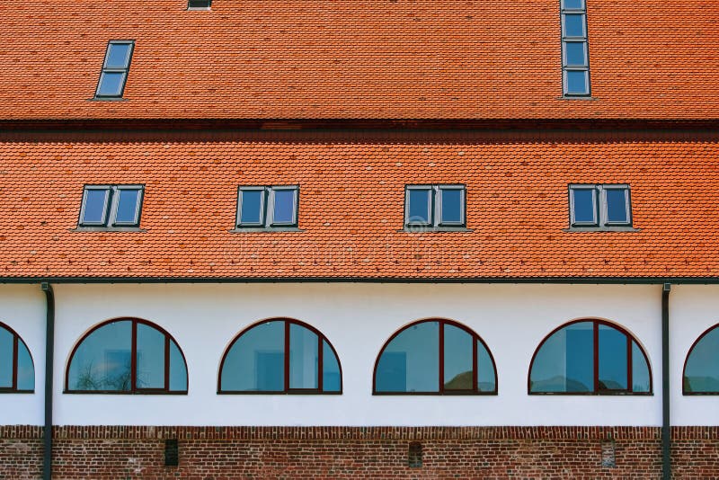 Facade of Renovated Building Stock Image - Image of rooftop ...