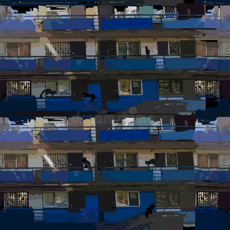 Facade of Residential Block House Stock Vector - Illustration of ...