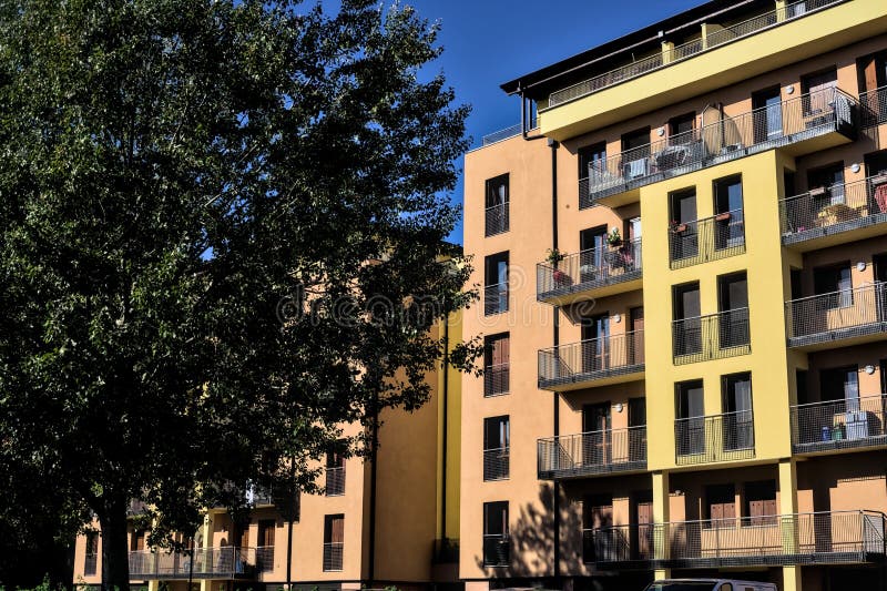 Facade of a Residential Building in the Countryside Stock Photo - Image ...