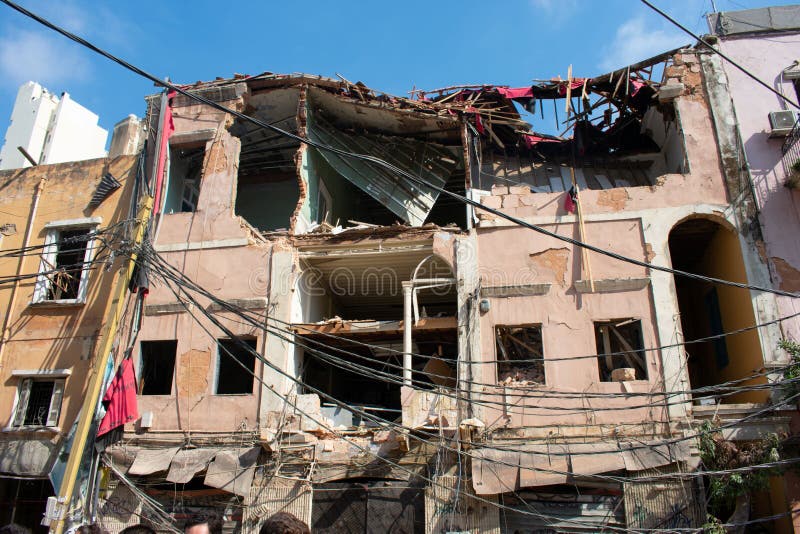Facade of a Residential Building Damaged in an Explosion Stock Photo ...