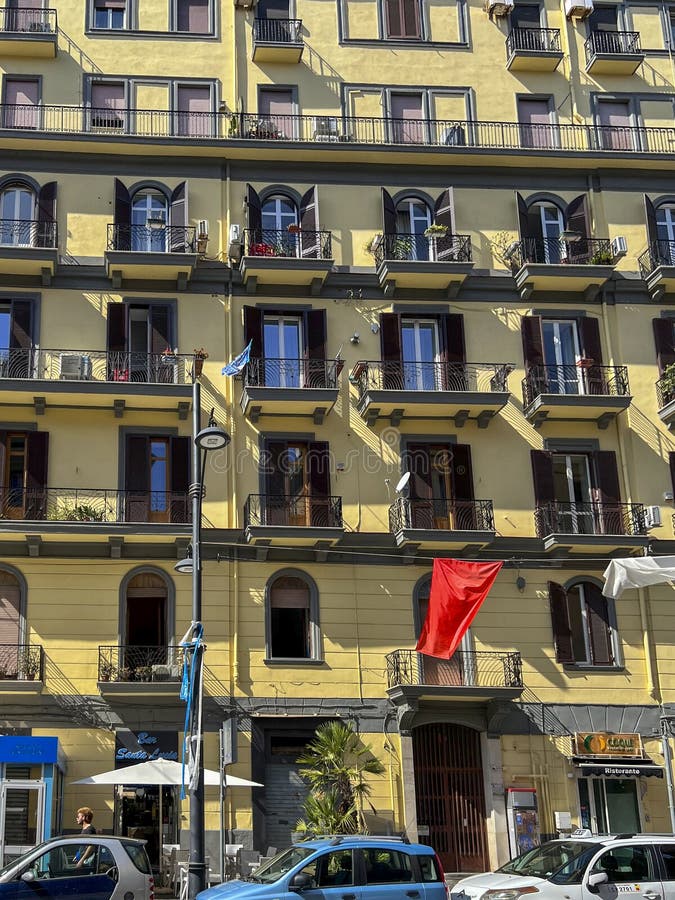 Facade of a Residential Building in Naples, Italy As a Background ...