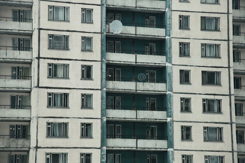 The Facade of a Residential Building Stock Image - Image of square ...