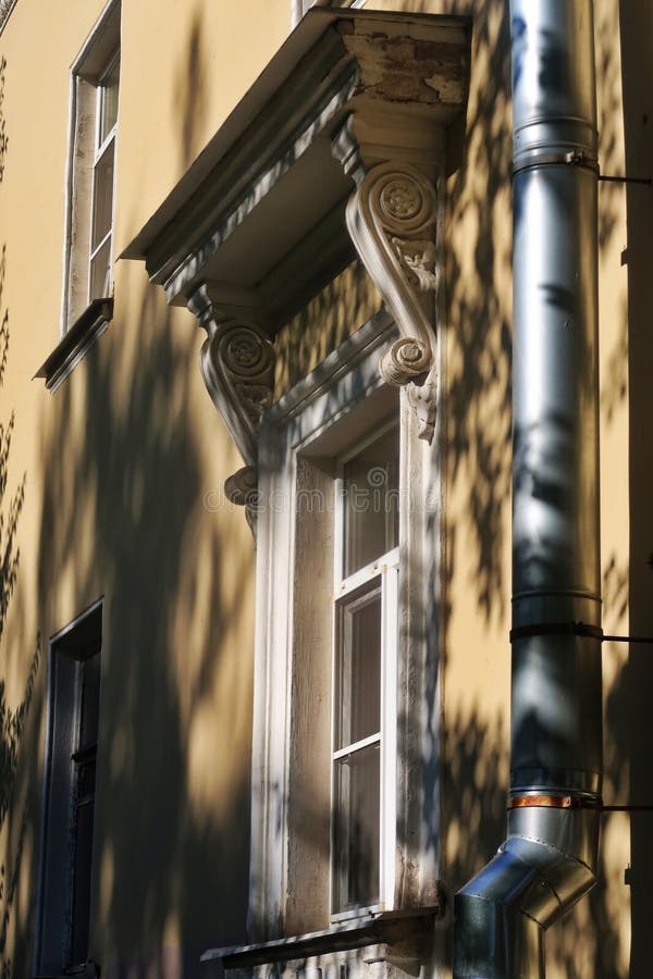 Facade of a Residential Building with Windows in an Old Style Stock ...