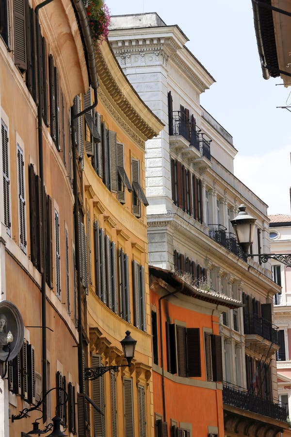 Residential Building Facade in Downtown of Rome, Italy Stock Photo ...