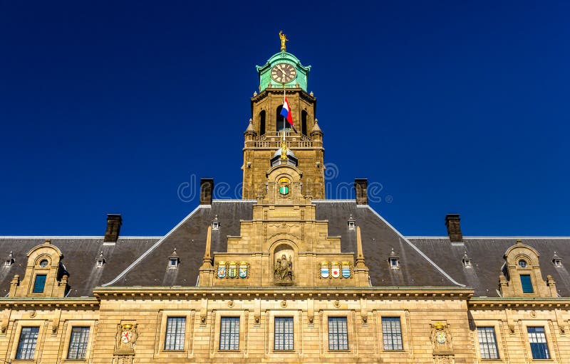 Facade of Rotterdam City Hall Stock Image - Image of downtown, facade ...