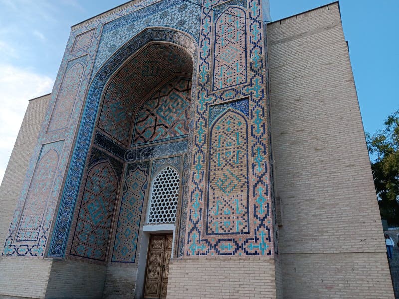 Facade in Samarkand, Uzbekistan, with Arabesque Patterns Stock Image ...