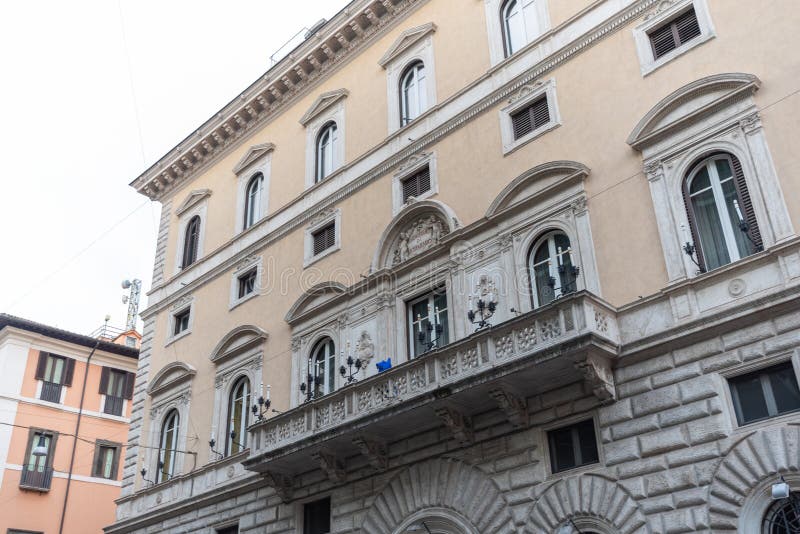 The Facade of the Saving Bank in the Center of Rome Stock Image - Image ...