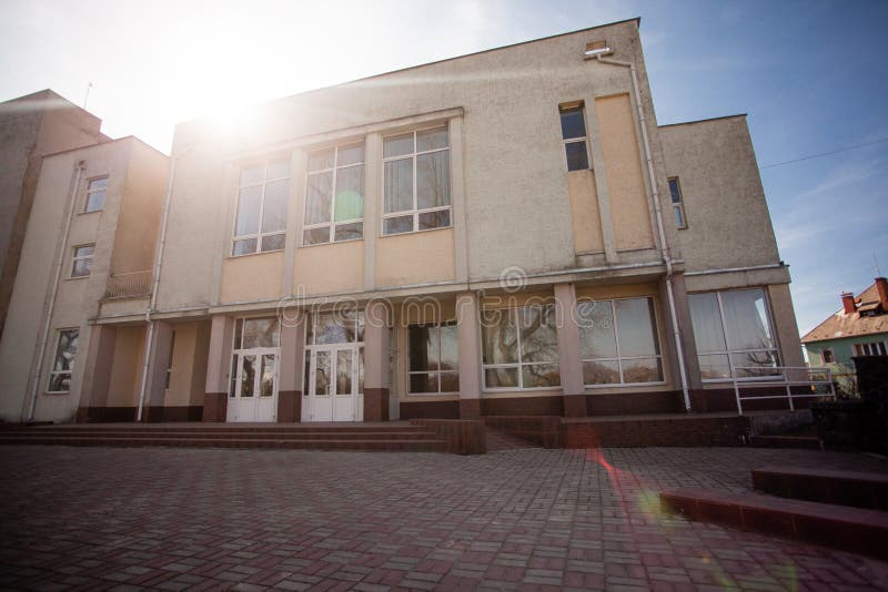 Facade of the School Building Stock Photo - Image of school ...