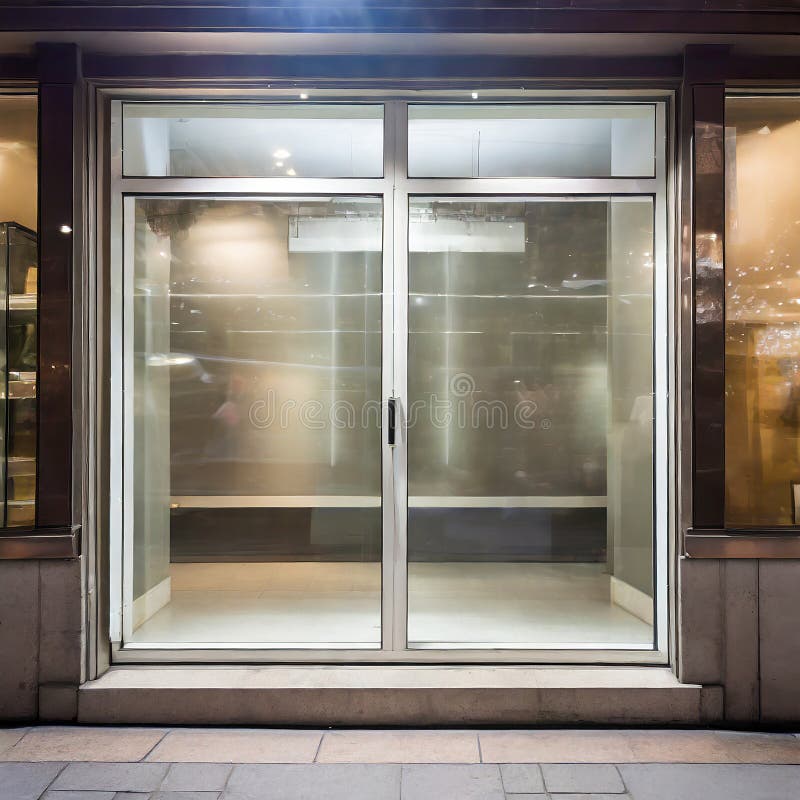 Facade of a Shop with a Reflection of the Sky and Clouds. AI-generated Image Stock Illustration ...