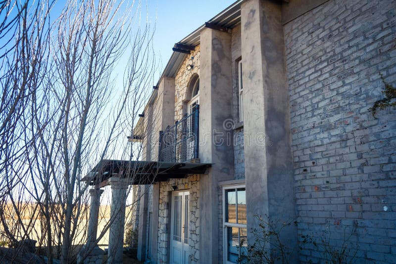 Facade of a Simple Two-storey Building in the Countryside Stock Image ...