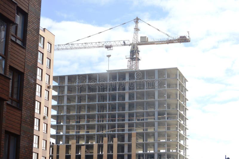Skyscraper construction stock photo. Image of apartment - 272447250