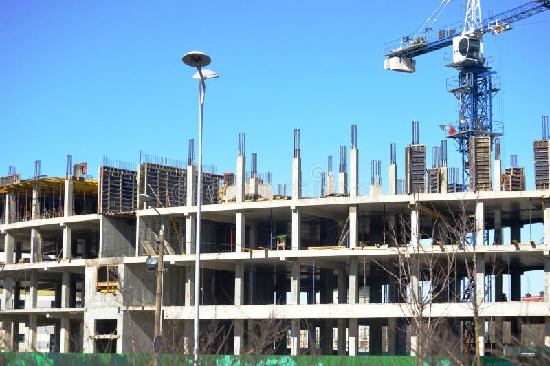 Skyscraper construction stock photo. Image of center - 273302986