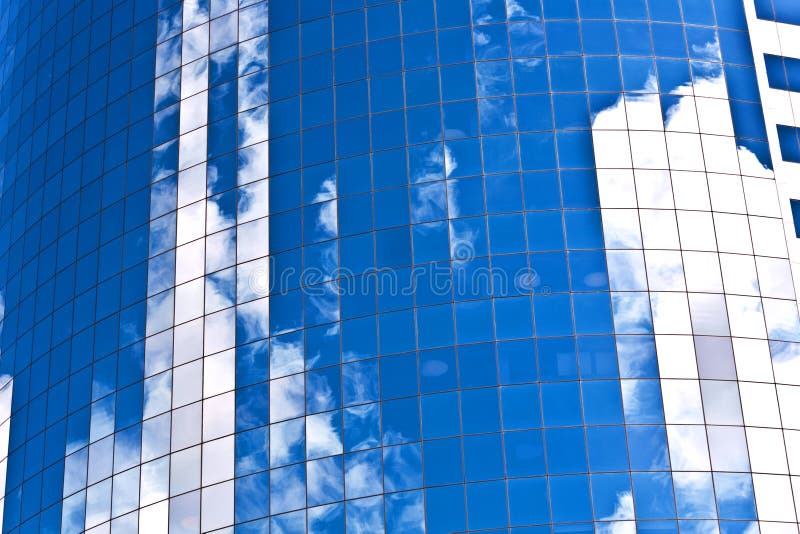 Facade of Skyscraper with Reflection of Sky Stock Image - Image of high ...