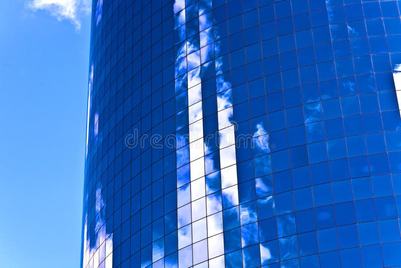 Facade of Skyscraper with Reflection of Sky Stock Image - Image of ...