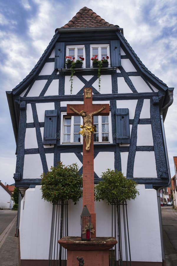 Small half-timbered house stock image. Image of town - 320185229