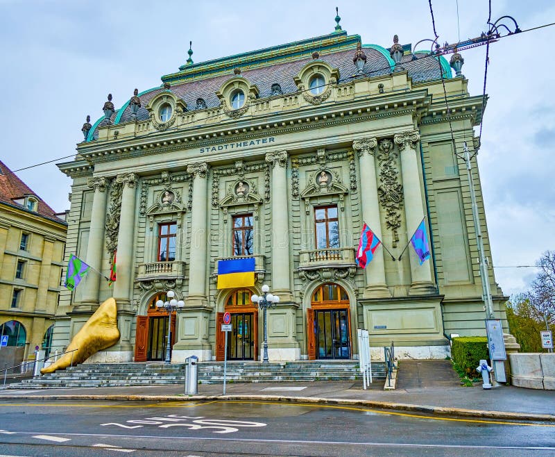 Facade of Stadttheater Bern on Kornhausplatz Square, on March 31 in ...