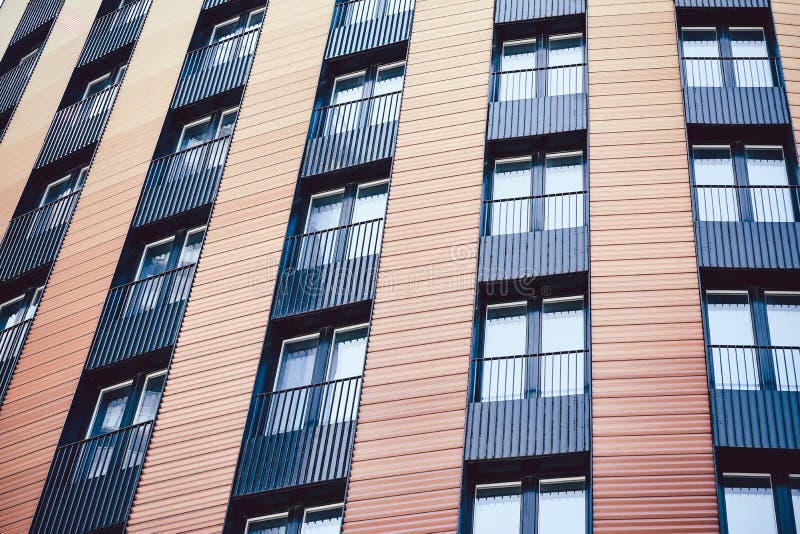 Facade of a Tall Modern Business Class Building Stock Image - Image of ...