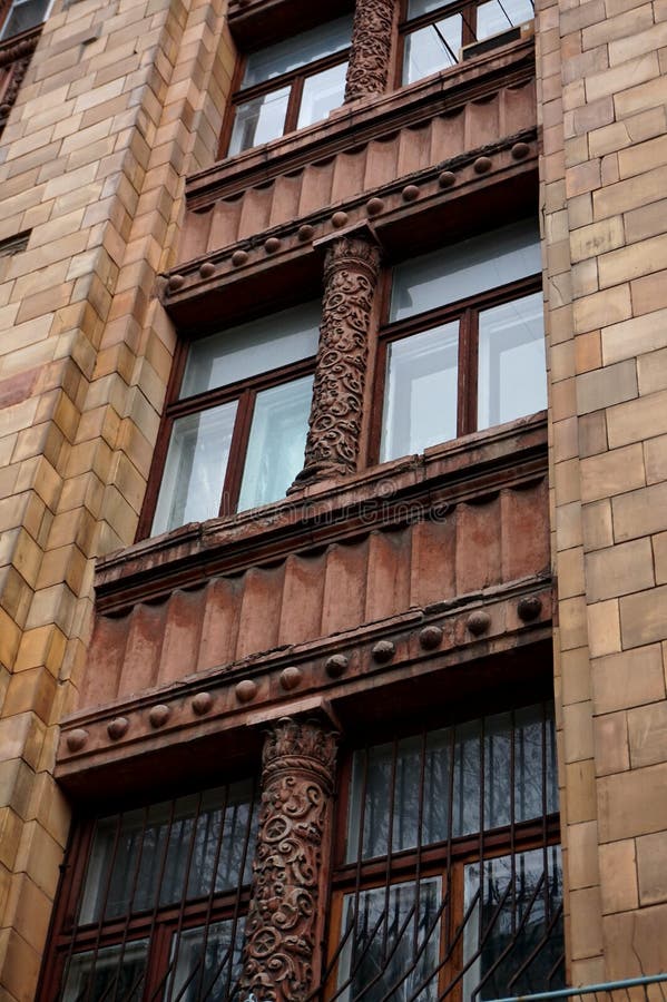 The Facade of a Tall Red Brick Building. Stock Image - Image of brick ...