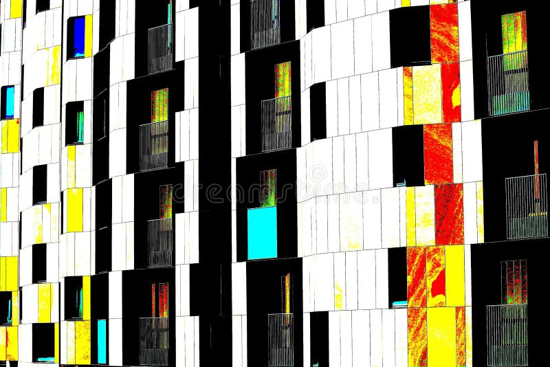 Facade Texture of Building with Windows and Balconies in Geometric ...