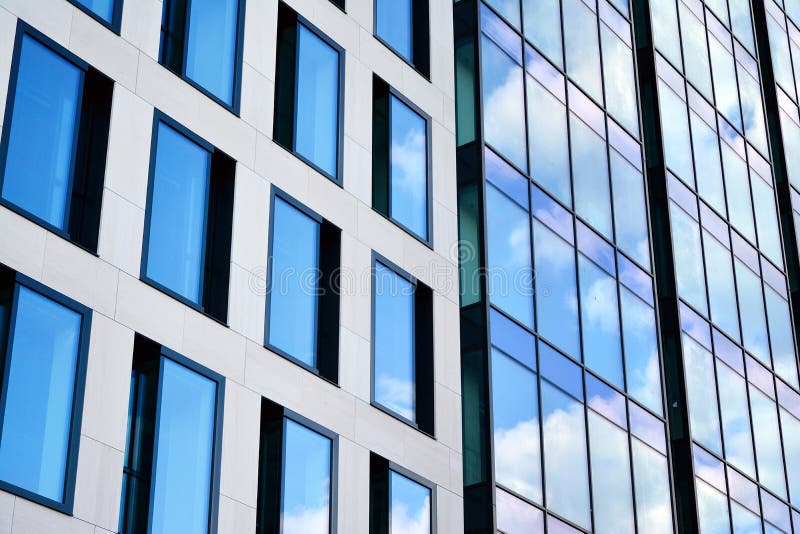 Facade Texture of a Glass Mirrored Office Building. Fragment of the ...