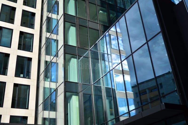 Facade Texture of a Glass Mirrored Office Building. Fragment of the ...