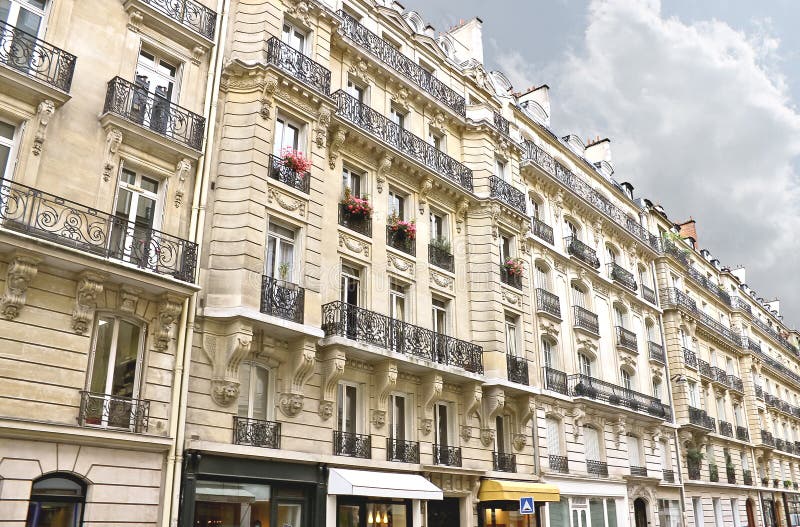 Facade of a Traditional Building in Paris, Stock Image - Image of paris ...