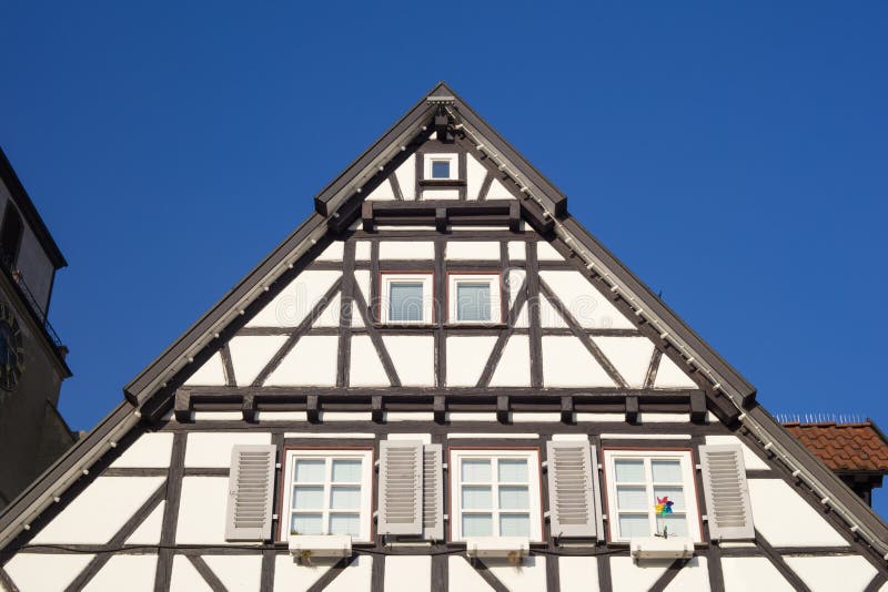 Facade of Traditional Old German House. Stock Image - Image of ...