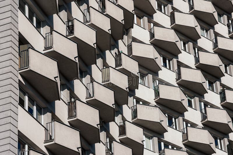 The Facade with Triangular Balconies Stock Photo - Image of cityscape ...