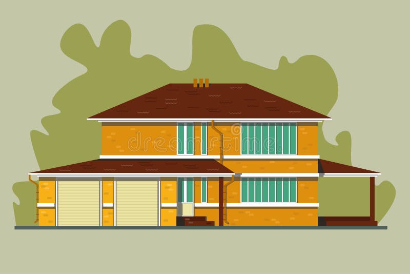 The Facade of a Two-storey Brick House. Side View Numer Two Stock ...