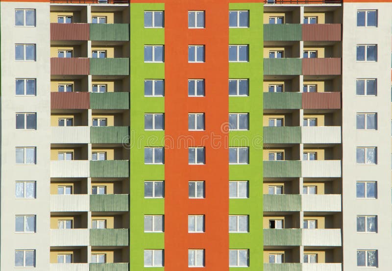 The Facade of a Typical Block Multi-storey Residential Building. Front ...