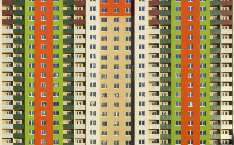 The Facade of a Typical Block Multi-storey Residential Building. Front ...