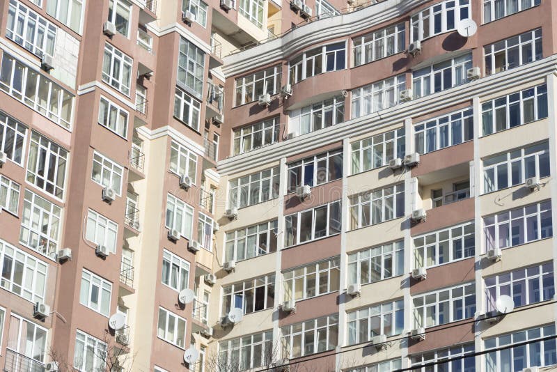 The Facade of a Typical Block Multi-storey Residential Building. Front ...