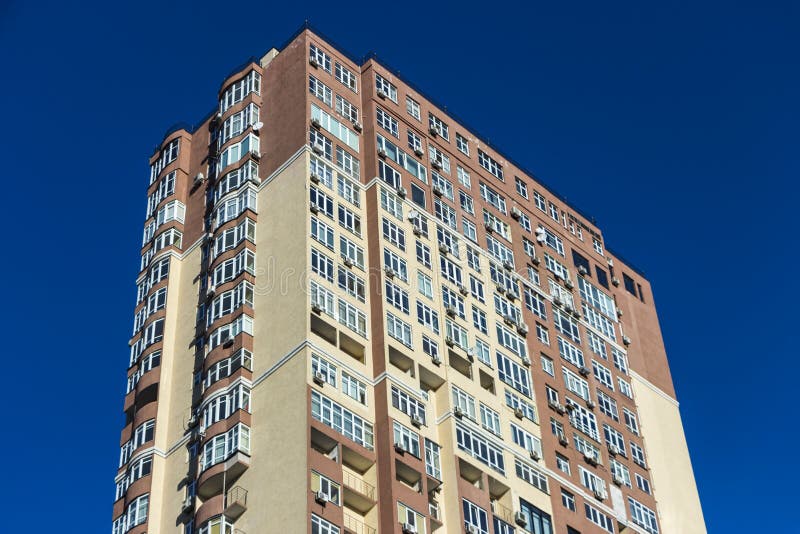 The Facade of a Typical Block Multi-storey Residential Building. Front ...