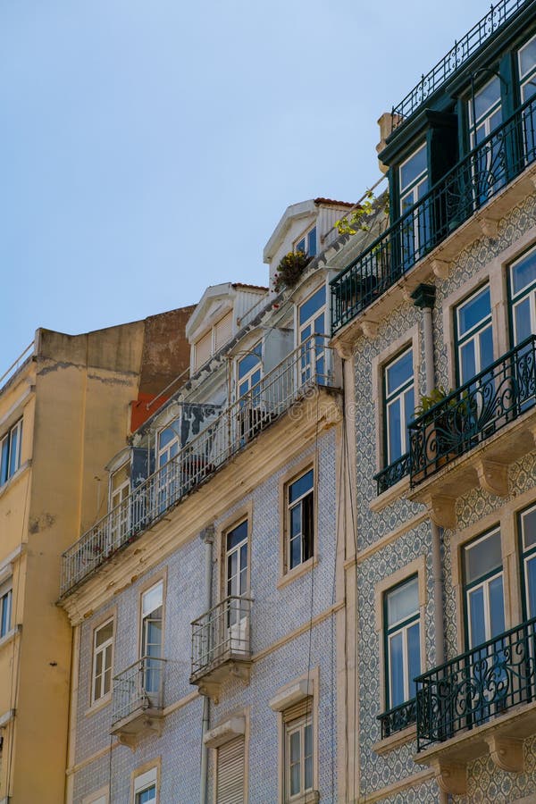 Facade of a Unique Building with Patterned Walls and Balconies ...