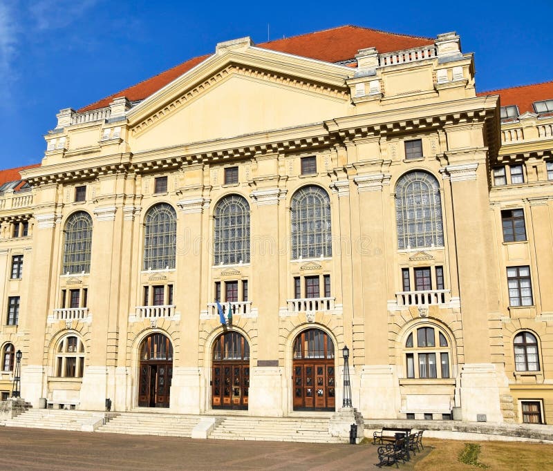 Facade of the University Building, Debrecen Stock Image - Image of blue ...