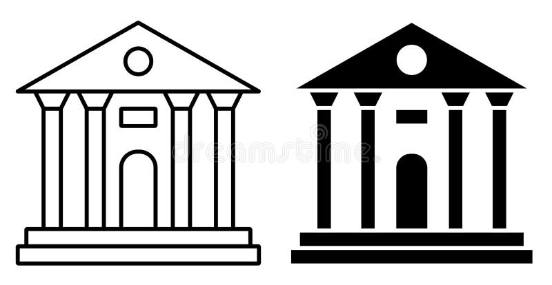 Facade of University Building. Exterior of School House. Icon. Simple ...