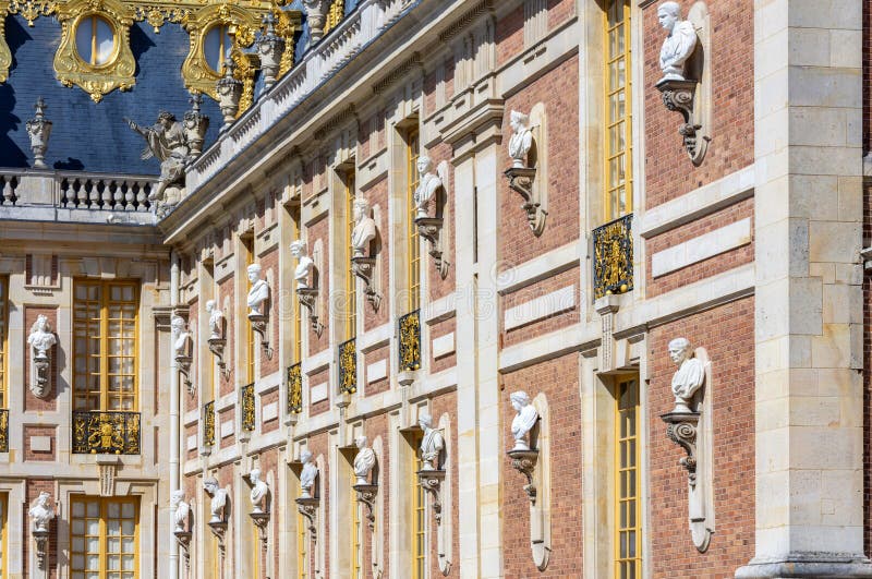 Facade of Versailles Palace Outside Paris, France Stock Image - Image ...