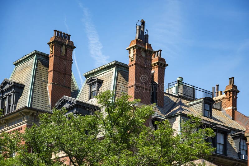 Facade View of Old Apartment Building in Boston MA Stock Photo - Image ...