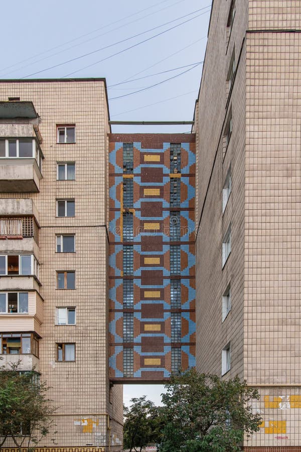 Facade Wall of a Panel Apartment Building of a Soviet House Lined with ...